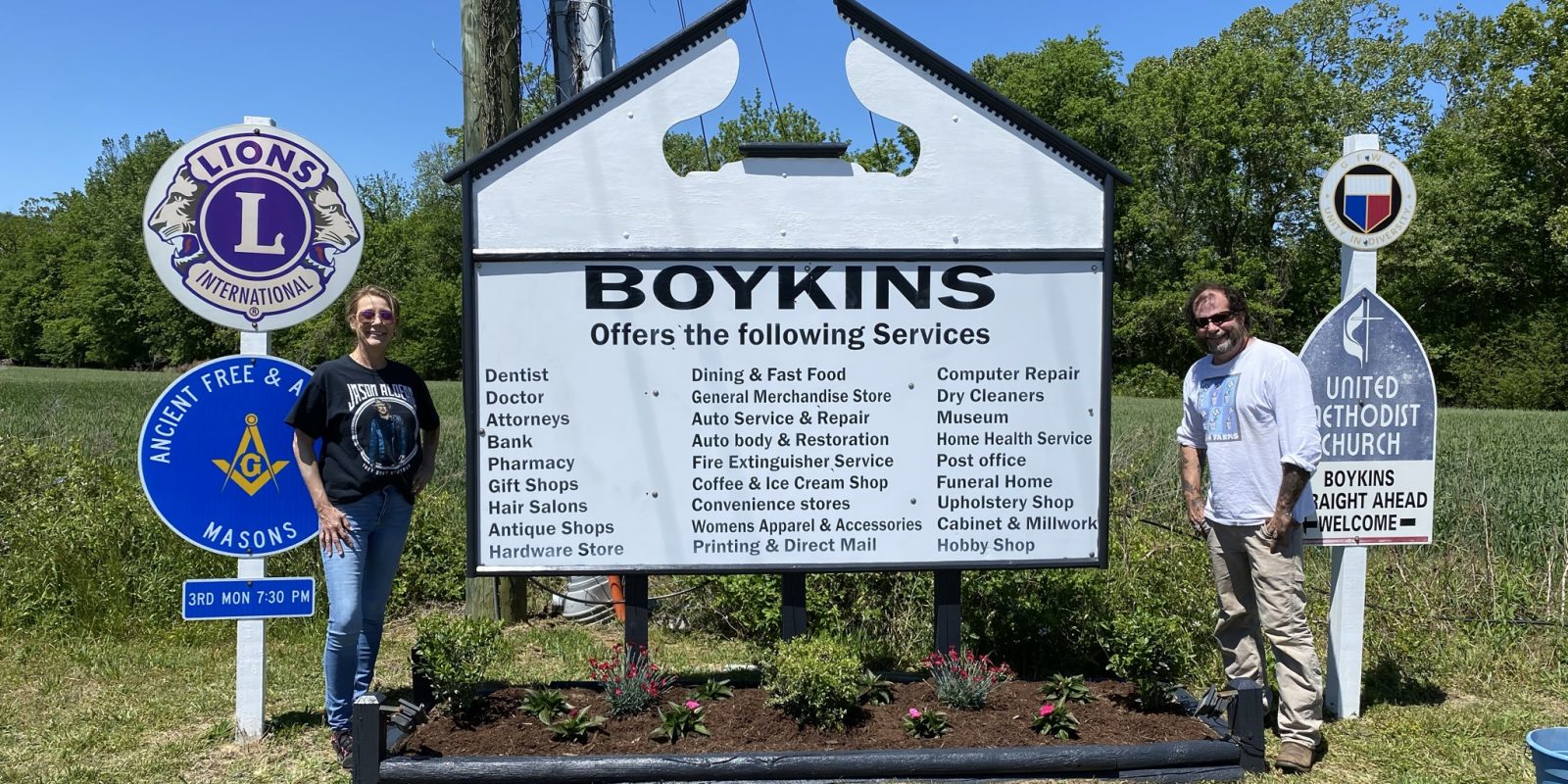 Repaint Boykins Sign & Landscaping